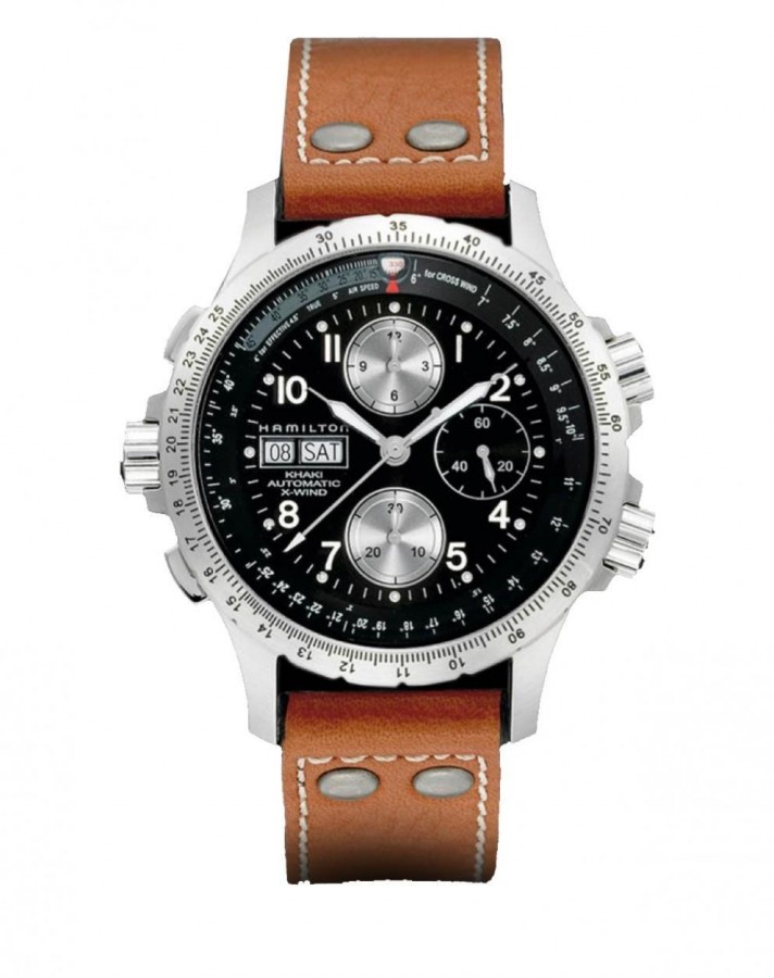 Hamilton X-Wind chrono brown leather strap H77616533 - PlanetaRelojes.com